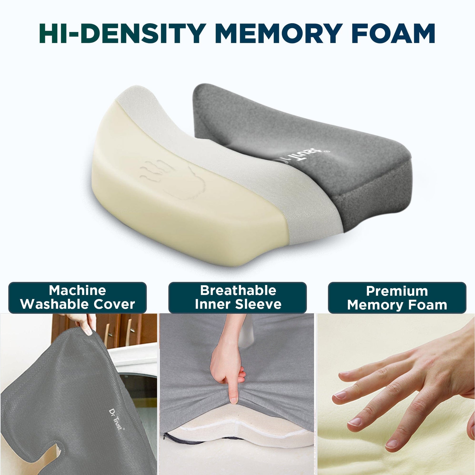 Dr Trust USA Seat Cushion, Pillow for Car | Back Pain Relief Pillow for ...