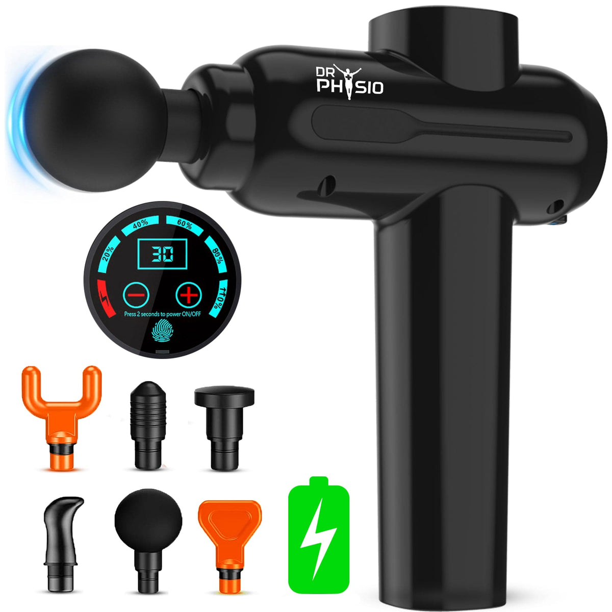 Dr Physio USA Supervolt PRO Electric Gun Massager for Pain Relief, 6 H ...
