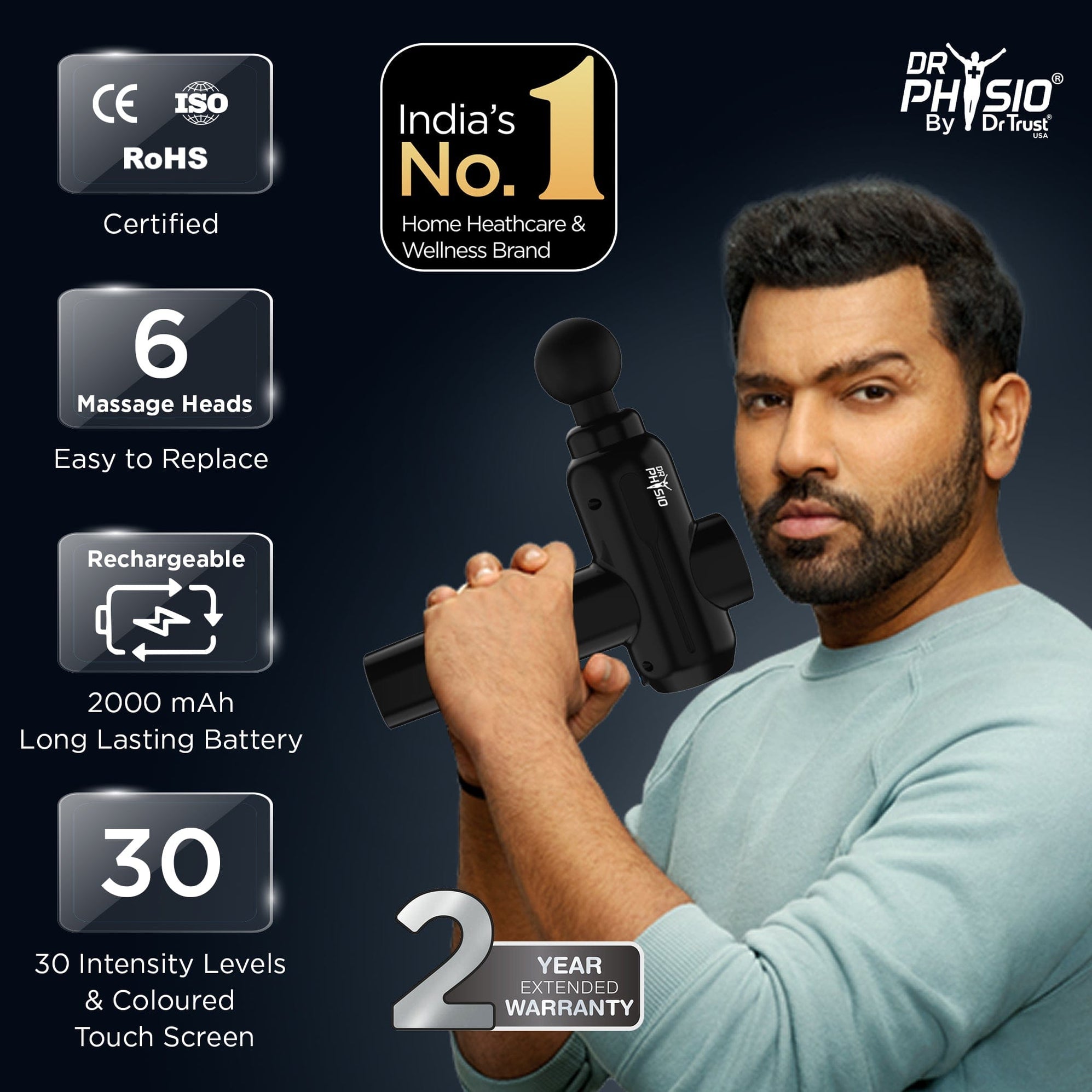 Dr Physio USA Supervolt PRO Electric Gun Massager for Pain Relief, 6 H ...