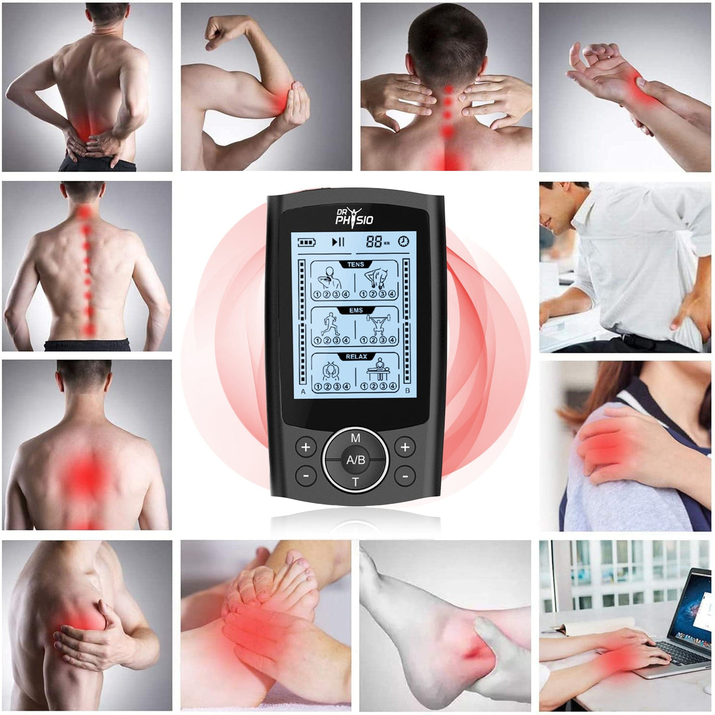 Dr Physio USA TENStar Massager Machine with TENS, EMS, Relax Modes for ...