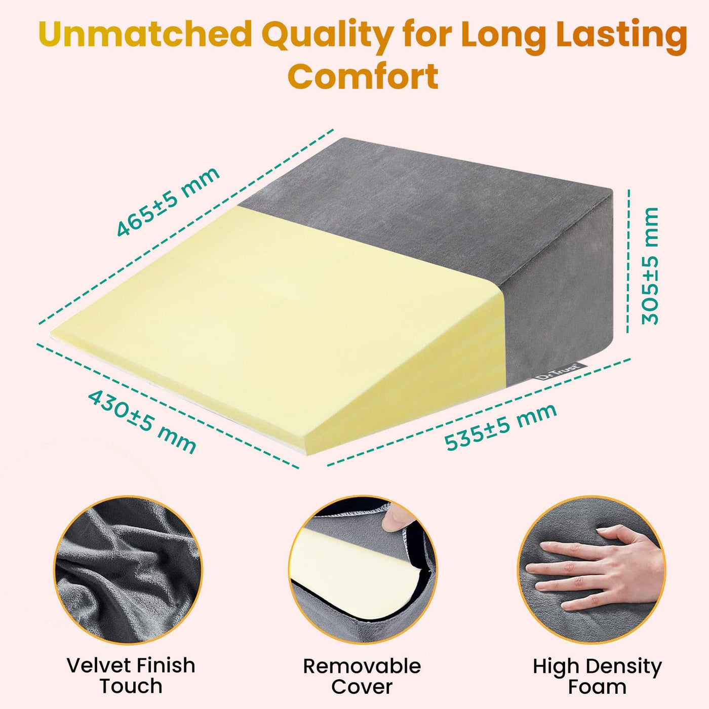 Dr Trust USA Back Elevation Wedge Pillow | Adjustable Wedge Orthopedic ...